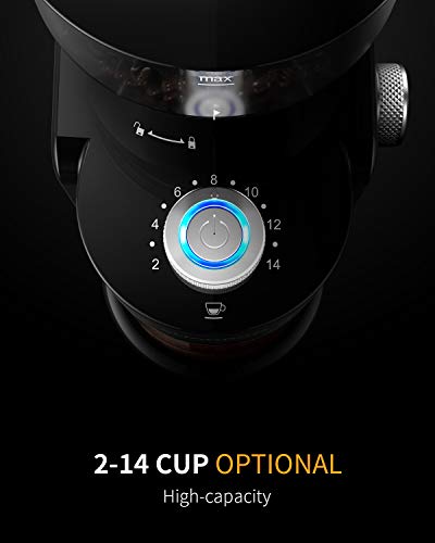 SHARDOR Electric Burr Coffee Grinder 2.0, Adjustable Burr Mill with 16 Precise Grind Setting for 2-14 Cup, Black