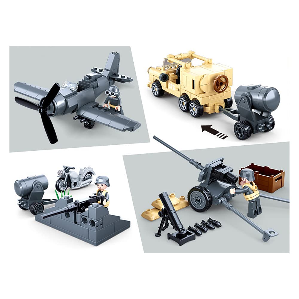 DAHONPA War 2 Building Blocks with 5 Figures(552 PCS), WW2 Military Historical Construction Model for Display,Toys Gifts for Kid and Adult.