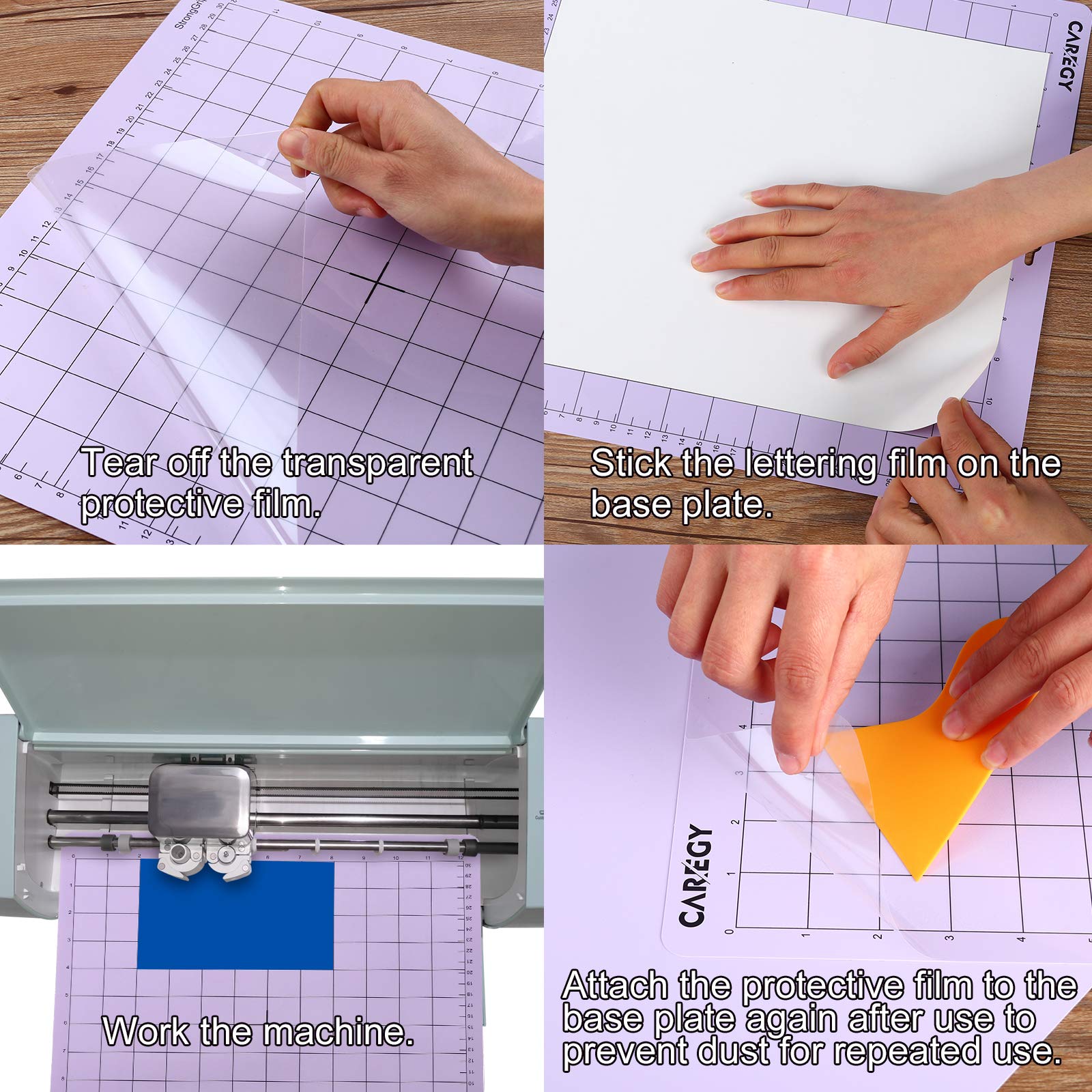 CAREGY StrongGrip Cutting Mat 12"x12" for Cricut Maker/Explore Air 2/Silhouette Cameo Strong Adhesive Sticky (Purple,3Pack)