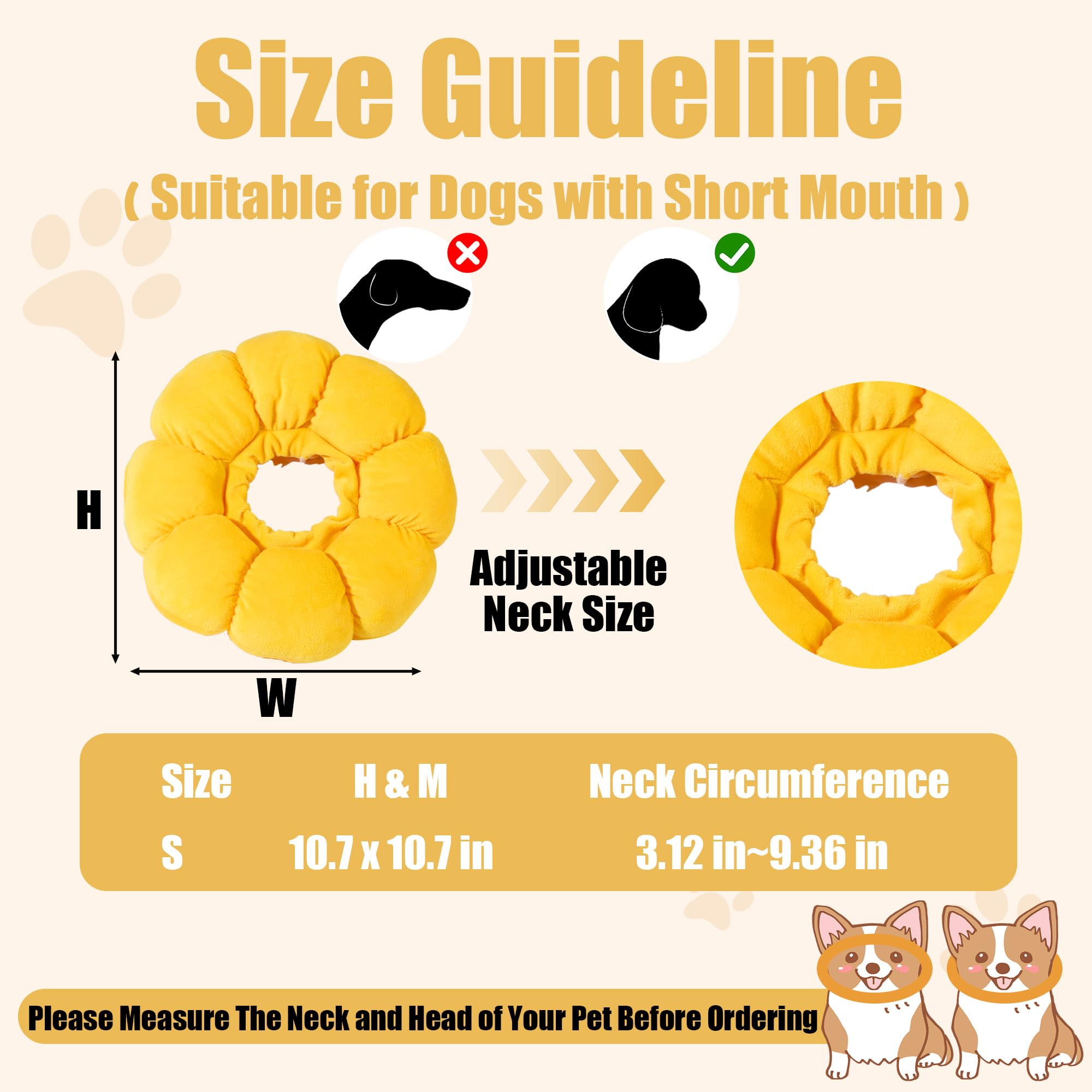 HOMBYS Soft Dog Cone for Dogs and Cats, Cute & Fluffy Flower Shape for Claming Dog, Adjustable Dog Collar Alternative After Surgery, Protective Elizabethan Collar for Dogs Recovery & Stop Licking,S