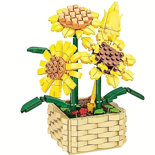 Flower Bouquet Building Sets, Artificial Flowers with Vase, 550 PCS Botanical Collection Building Block Toys, Flower Botanical Bonsai Collection Home Decoration, Birthday Christmas Valentine Gift