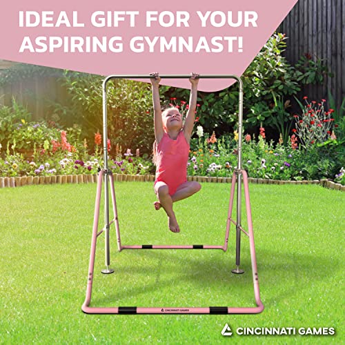 CINCINNATI GAMES KipMaster Adjustable Gymnastic Kip Bar, Gymnastic Bars for Home, 4 Adjustable Heights, Superior 3-Point Stability Training Monkey Bars for Kids