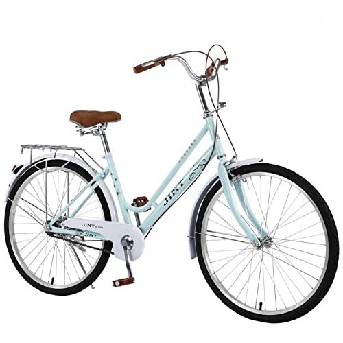 CRX 26" Beach Cruiser Bicycle - 26-Inch Single Speed Bicycle Womens Comfort Bikes Beach Cruiser Bike Single Speed Retro-Styled with Rear Rack Small Steel Step-Through Frame for School Live Students