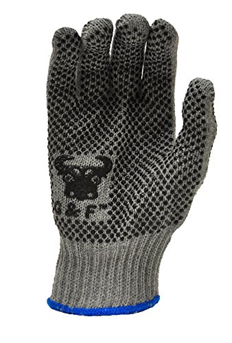 G & F Products unisex adult Pvc Dot work gloves, Grey, Large 12 Pairs US