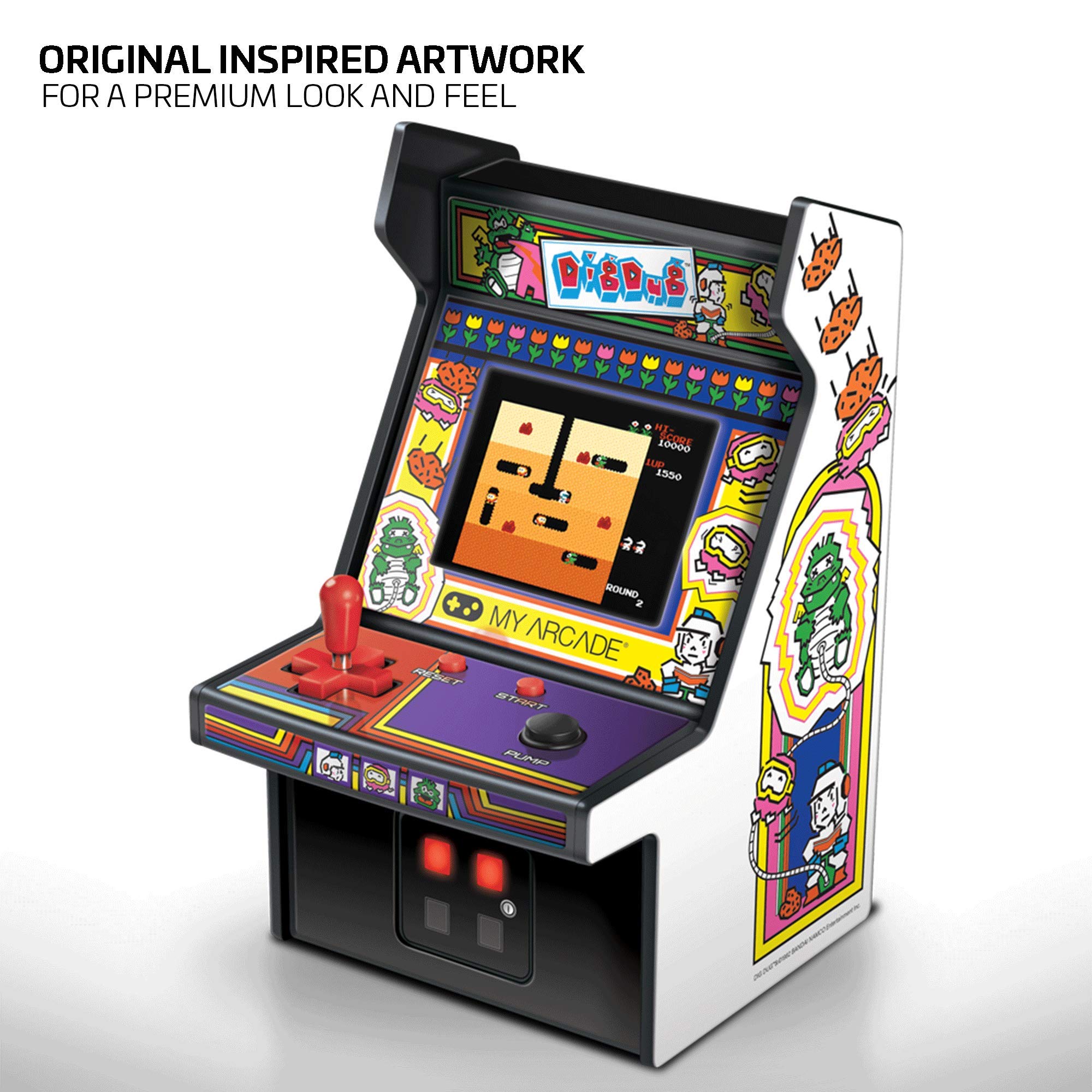 My Arcade Dig Dug Micro Player -Collectible Miniature-Fully Playable, 6.75 Inch Collectible, Color Display, Speaker, Volume Buttons, Headphone Jack (DGUNL 3221) - Electronic Games