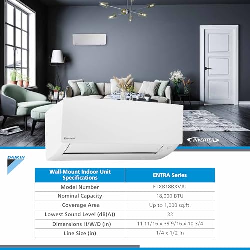 Daikin 18,000 BTU 18 SEER2 Entra Series Ductless Mini Split Heat Pump System w/ 16β Maxwell Installation Kit and Wall Mounting Bracket (230V)