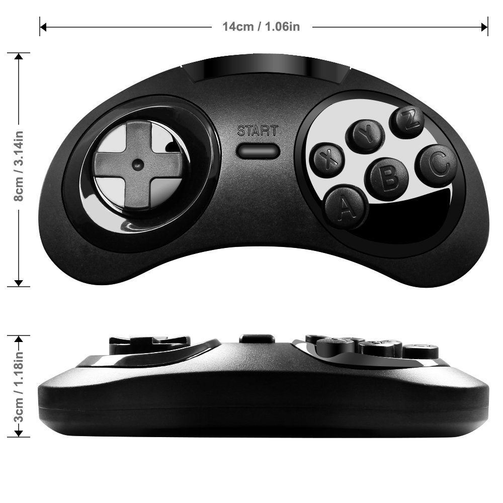 SENHAI Controller Kit for Sega Genesis, 2 Pack 6-Button Controller for Classic Sega Genesis and a 6 Feet Standard AV Cable RCA Connection Cord for Sega Genesis 2 & 3