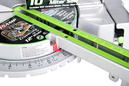 Genesis GMSDR1015LC 15 Amp 10" Sliding Compound Miter Saw with Laser Light, Electric Brake, Spindle Lock, Dust Bag, Extension Wings, and 60T Carbide-Tipped Blade