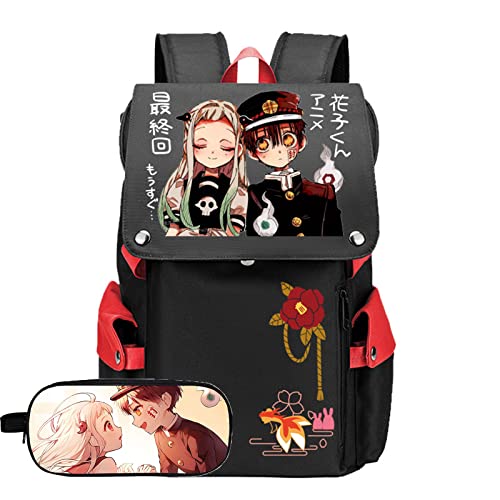 GENGAR Anime Toilet Bound Hanako Kun Printed Laptop Backpack Teen Girls Casual Backpack College High Middle School Bag Students Bookbag Daypack with Pencil Case(Red)