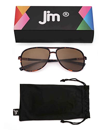JM Retro Polarized Aviator Sunglasses Mirror Lightweight Eyeglasses for Men Women (Tortoise/Polarized Brown)
