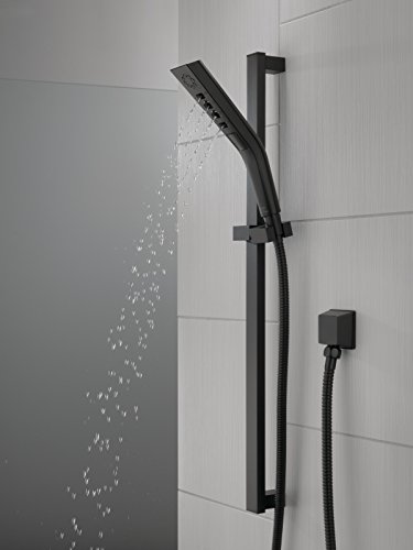 Delta Faucet 3-Spray H2Okinetic Slide Bar Hand Held Shower with Hose, Black Handheld Shower Head, Slide Bar Hand Shower, Handheld Shower, Detachable Shower Head, Matte Black 51799-BL