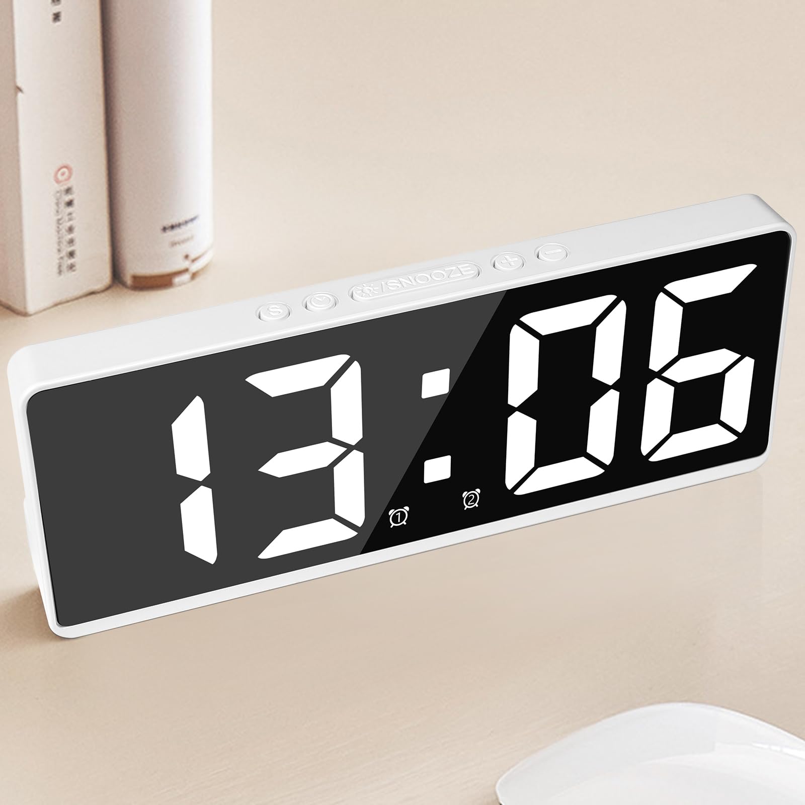 CAYYET Alarm Clocks for Bedrooms Loud LED Digital Display Volume Light Adjustable Snooze Function Plug-in Digital Alarm Clock Ldeal for Deep Sleepers, Children, Seniors and Home Office Use