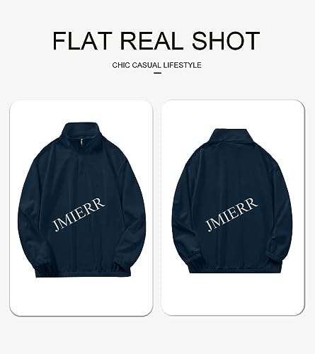 JMIERR Quarter Zip Pullover Men Stand Collar Long Sleeve Fall Sweatshirt, US 40(M), Blue