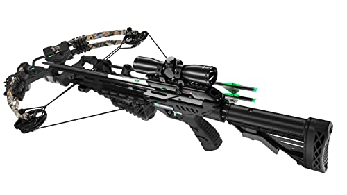 CenterPoint Archery Sniper Elite 385 Crossbow Package C0004 With 4x32mm Scope, Quiver And Arrows, Black/Camo