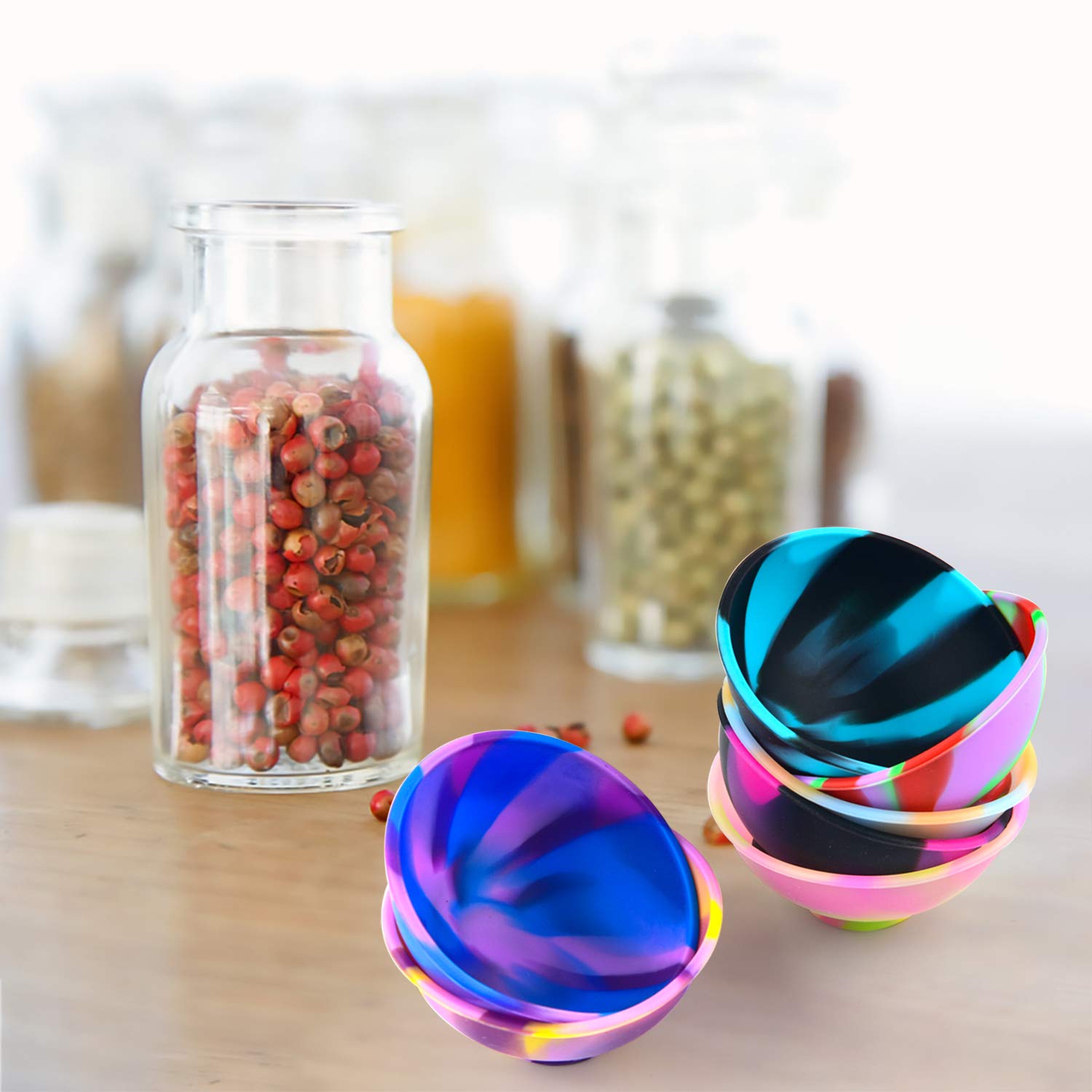 Coopay 22 Pieces Mini Silicone Pinch Bowls Multicolor Heat Resistant Snack Bowls Prep and Serve Bowls, Unbreakable, Flexible, 1.75 Oz