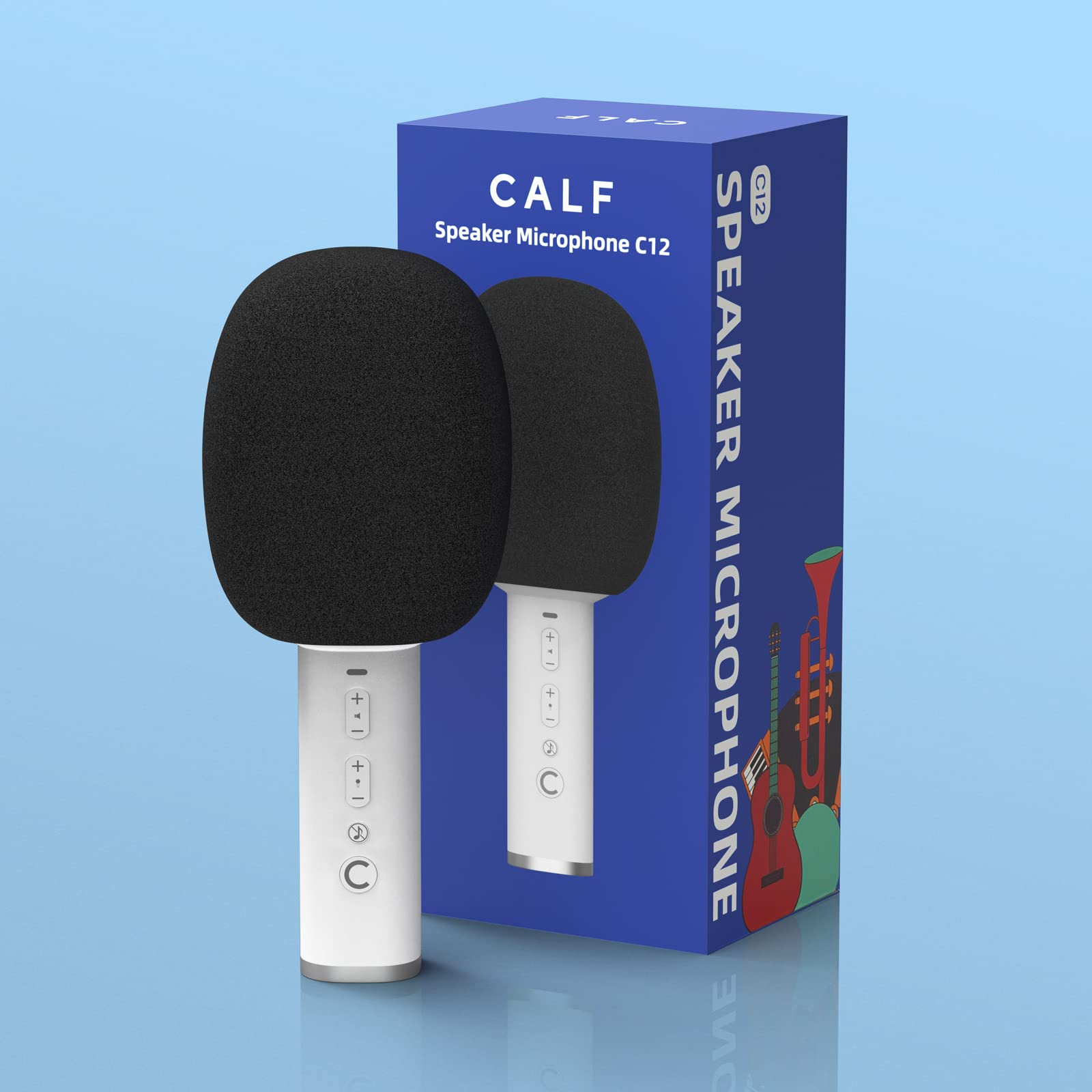 CALF Karaoke Microphone Wireless Bluetooth TWS Microphones Portable Mini Professional Handheld Mic Speaker Singing Home KTV Party Indoor Electronic Gifts for iOS Android PC C12