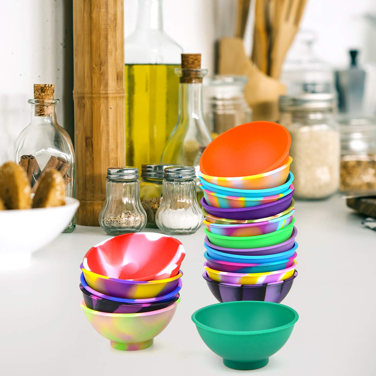 Coopay 36 Pieces Mini Silicone Pinch Bowls Colorful Heat Resistant Snack Bowls Prep and Serve Bowls, Unbreakable, Flexible, 1.75 Oz