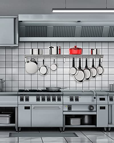 Stainless Steel Wall Mount Shelf 12 x 60 Inch, NSF Certified Shelf with Hooks, 210 lb Load Capacity Commercial Kitchen Rack Storage Shelves for Restaurant, Kitchen, Home & Hotel