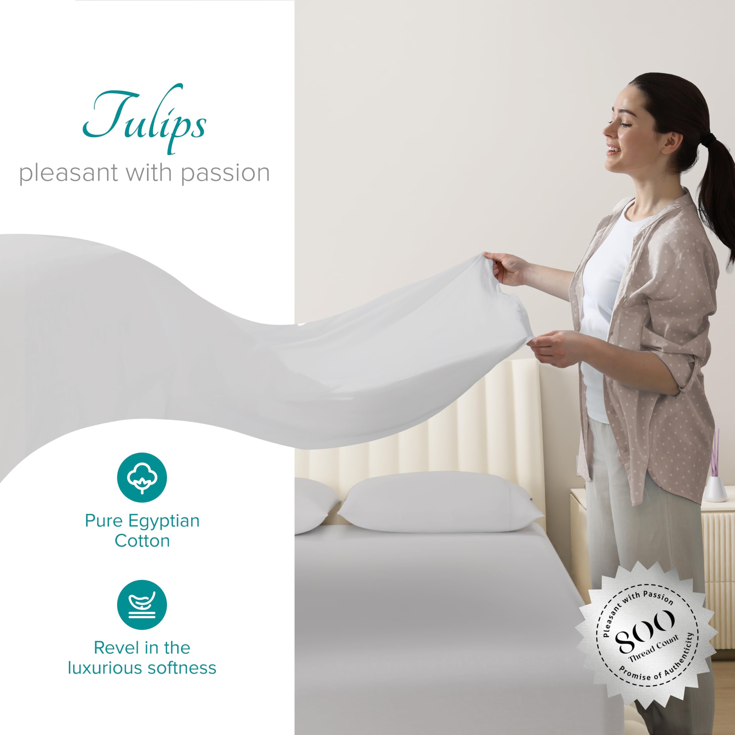 Carressa Linen 800 Thread Count Long Staple Soft Egyptian Cotton Sheet Set, 4 Pc Set, California King Sheets, Upto 17 in Deep Pocket, Smooth & Soft Sateen Weave, Luxury, Light Gray
