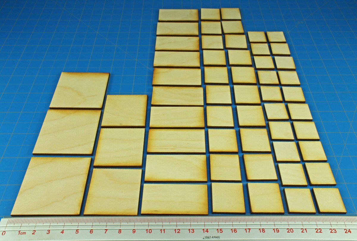 LITKO Miniature Base Set | Compatible with Warhammer Fantasy Battle | Wargames | Role-Playing Games | Laser-Cut 3mm Plywood | 20mm | 25mm | 25x50mm | 40mm | 50mm (56 Pack WH40K)