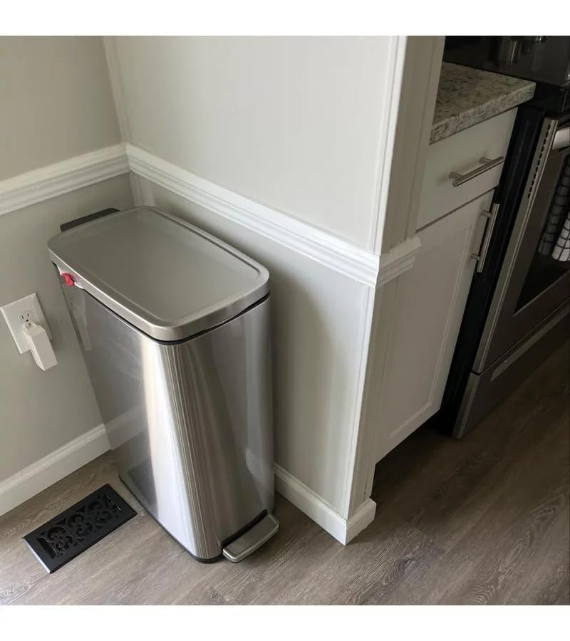 ORAVO 45L Slim Step Trash Can,Heavy Duty Hands-Free Stainless Steel Commercial/Kitchen Step Trash Can, Fingerprint-Resistant Soft Close Lid Trashcan