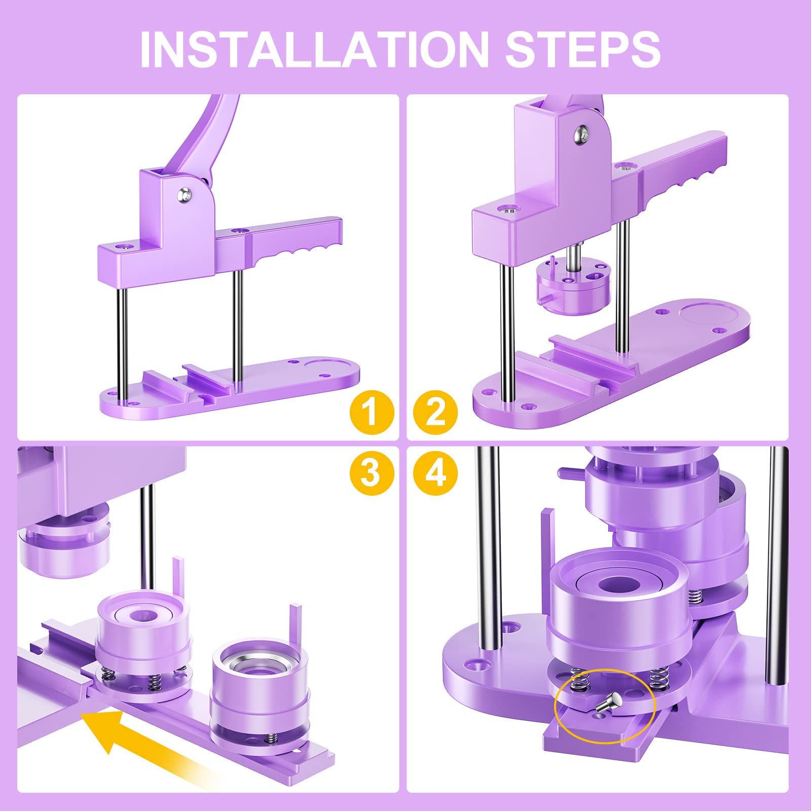 Button Maker Machine Multiple Sizes, 1+1.25+2.25 inch Button Keychain Maker for Kids, 330PCS Button Making Supplies with Badge Buttons, Bottle Openers, Fridge Stickers and Keychains (Orange)