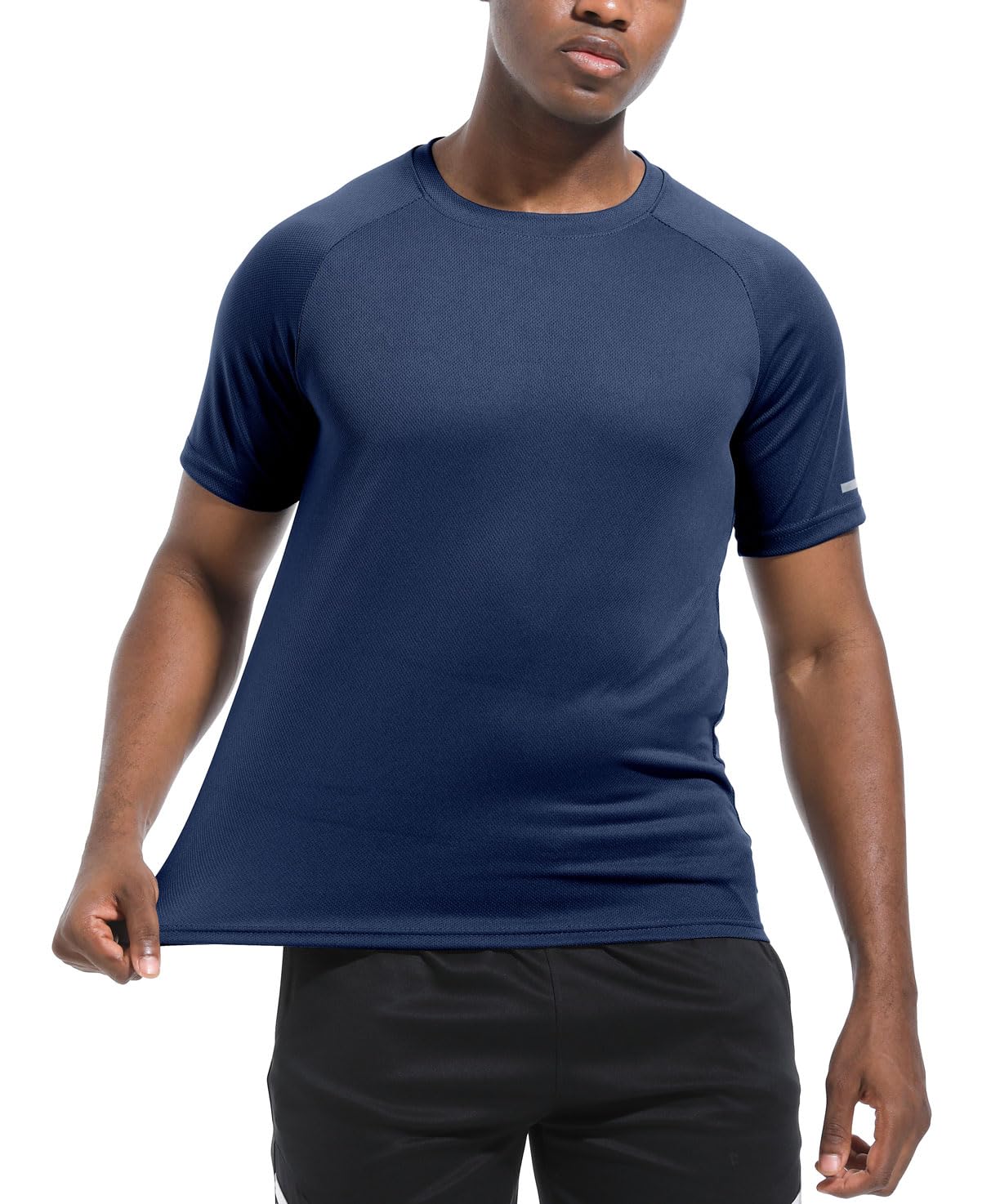 Boyzn 3 Pack Workout Shirts for Men, Moisture Wicking Quick Dry Active Athletic Men's Gym Performance T Shirts Black/Navy/Red-3P01-L