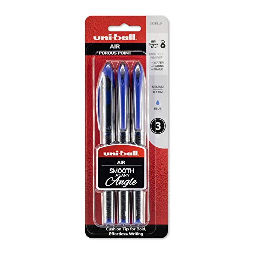 uni-ball AIR Rollerball Pens, Fine Point (0.7mm), Blue, 3 Count