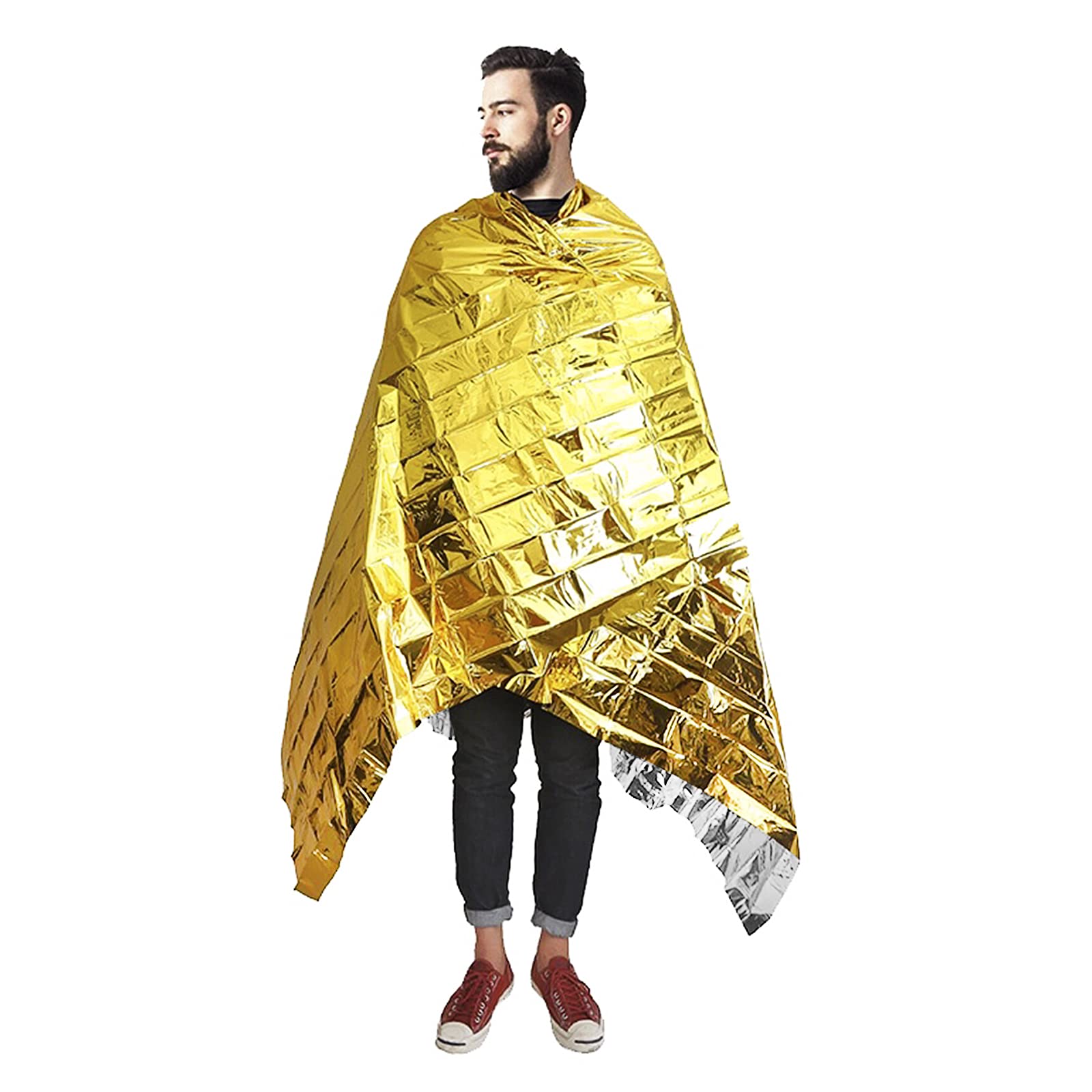 Clobeau 5PCS Emergency Sleeping Bags Thermal Camping Emergency Blankets Space Blankets Survival Waterproof Bivy Survival Gear for Hiking Camping, First Aid Kits Survival Gear Sleep Bags Bivy