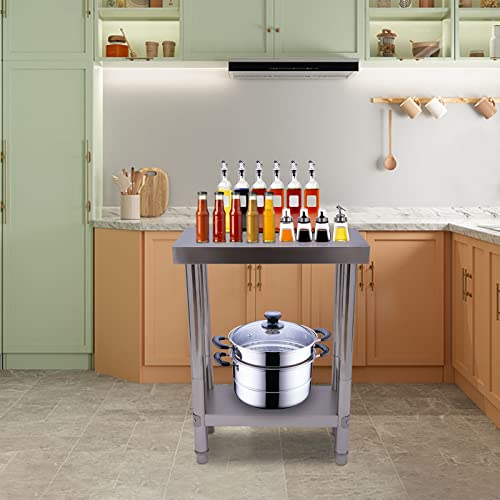 Stainless Steel Table for Prep & Work, Commercial Heavy Duty Food Prep Worktable with Undershelf for Restaurant, Home and Hotel/2436
