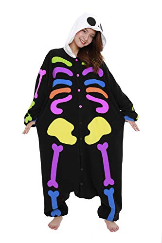 SAZAC Halloween Skeleton Colorful Onesie Costumes (Adults, Skeleton Colorful)