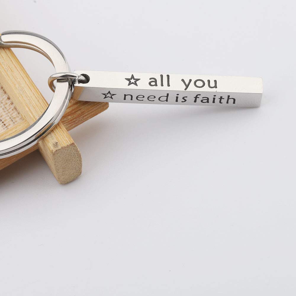 BNQL All You Need is Faith Trust and Pixie Dust Inspired Keychain Movie Quote 4 Sided Bar Fairy Gifts (keychain S)