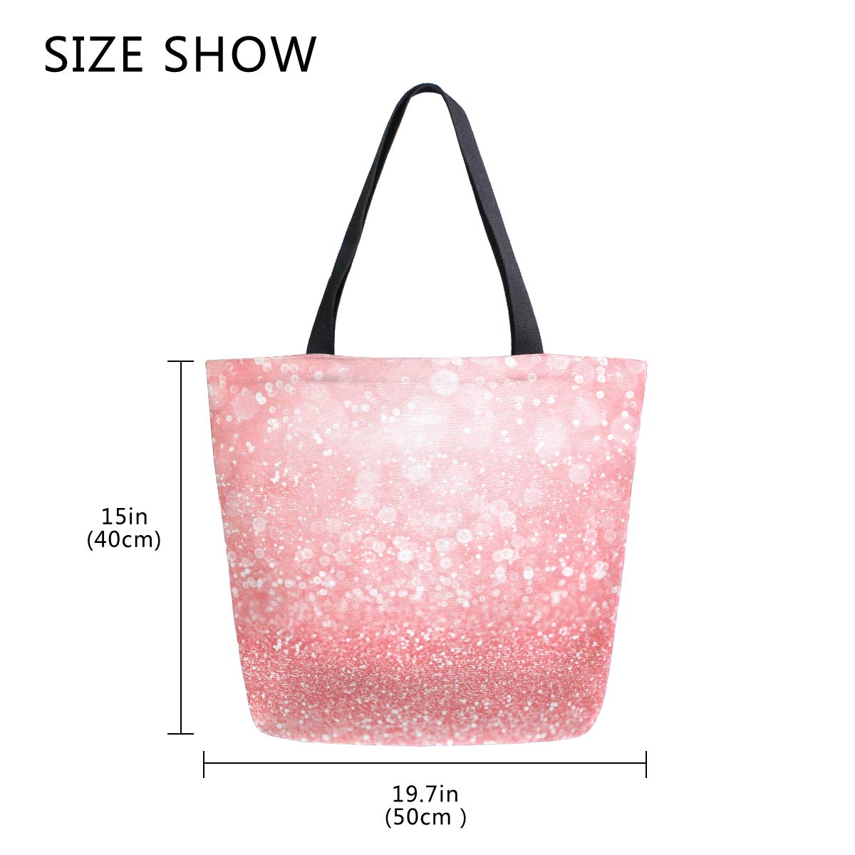 Coral Pink Canvas Tote Bag Reusable Grocery Bags Tote Carrying Bag with Handles