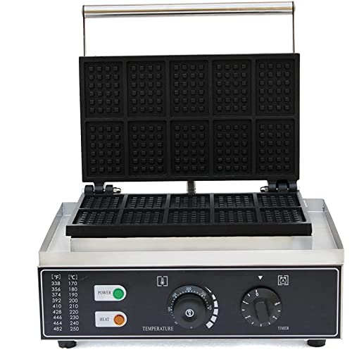 Stainless Steel Square Commercial Waffle Maker Machine,1500W 10pcs Nonstick Electric Waffle Machine With Temperature And Time Control,for Restaurant Bakeries Snack Bar Home Us