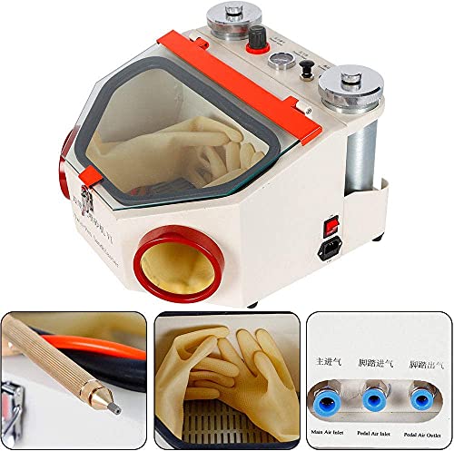 EustomA Twin Double Pen Fine Sandblaster Lab Equipment 50W Sand Blaster Unit with LED Lamp(Metal Bottles)