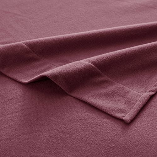 Flannel Sheets Warm and Cozy Deep Pocket Breathable All Season Bedding Set with Fitted, Flat and Pillowcases, Twin, Burgundy Red