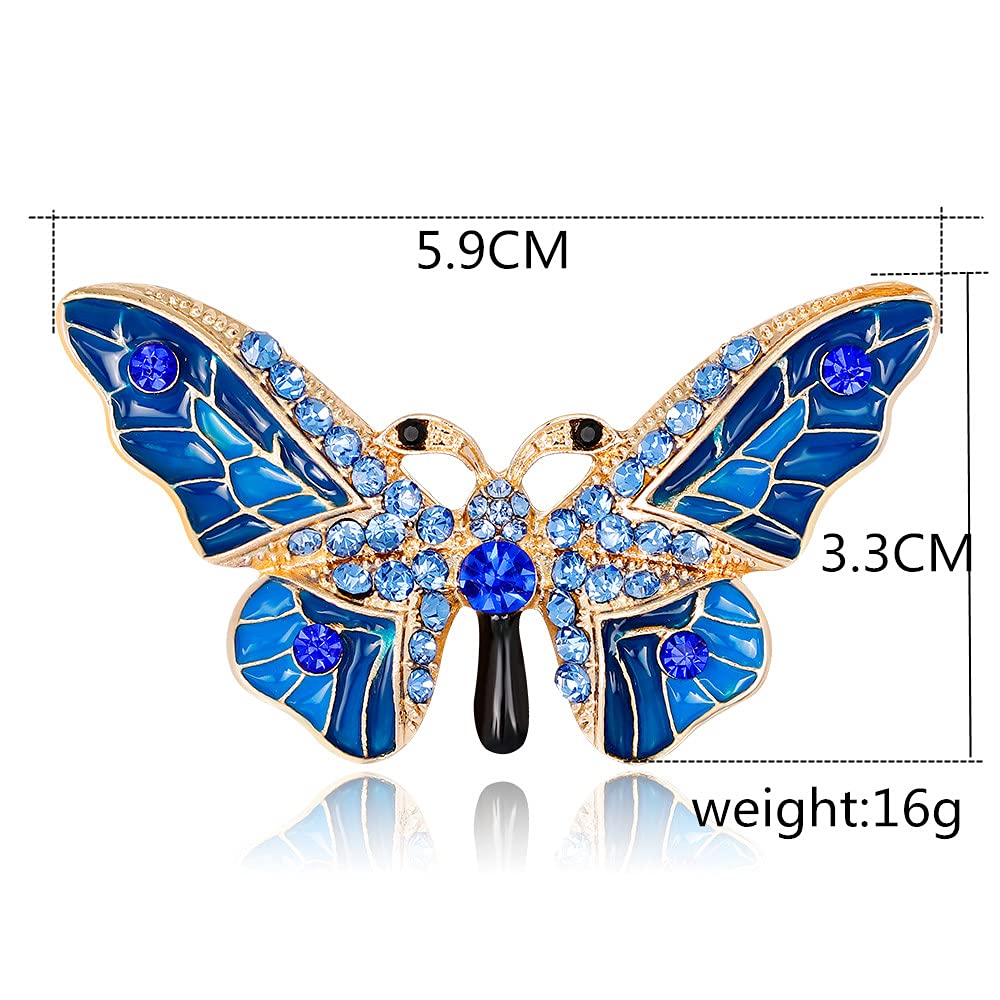 Butterfly Brooch pins Women Enamel Insect Pin Lapel Pin Safety Pin (Blue)