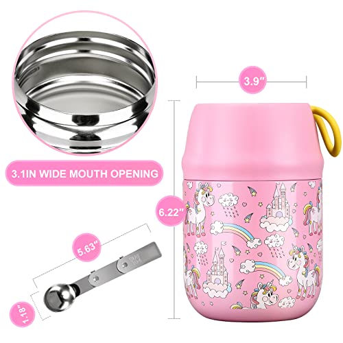 JOOPETALK Thermo for Hot Food Kids 17oz Soup Thermo Insulated Food Jar Lunch Container Keeps Hot/Cold Vacuum Stainless Steel Thermo Lunch Box With Handle Folding Spoon for School, Office, Travel