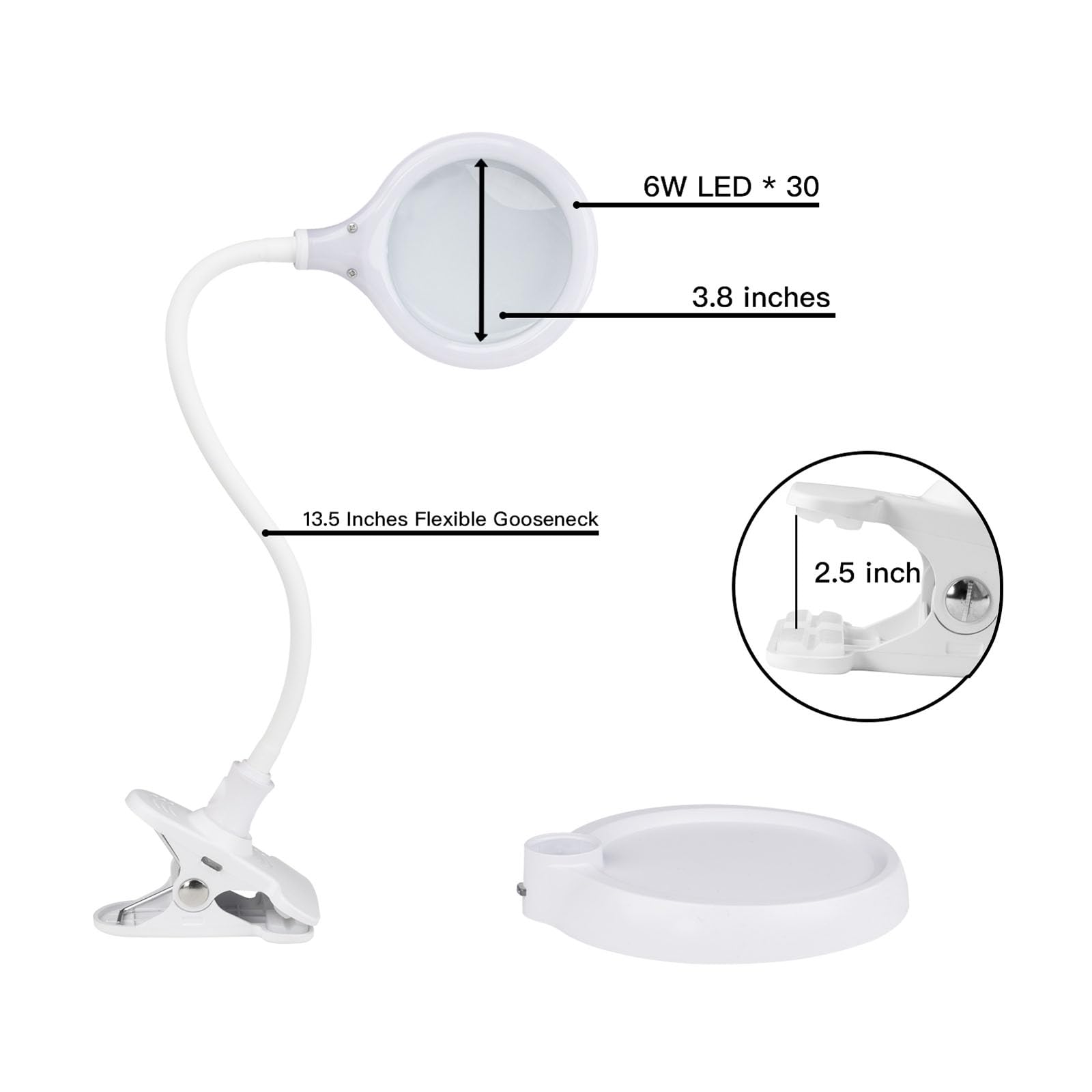COSYWARM 5X Magnifying Lamp,Lighted Magnifying Glass with Light and Stand Hands Free, Desk Magnifying Light, LED Magnifier Work Lamp for Reading, Crafts, Sewing, Hobbies.