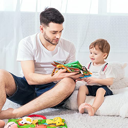 Jollybaby Soft Baby Cloth Books, Crinkle Tail Book, Sensory Teething Books for Babies, Infants & Toddler, Early Children Development Interactive Baby Girl & Boy Toys Gift(Jungly)