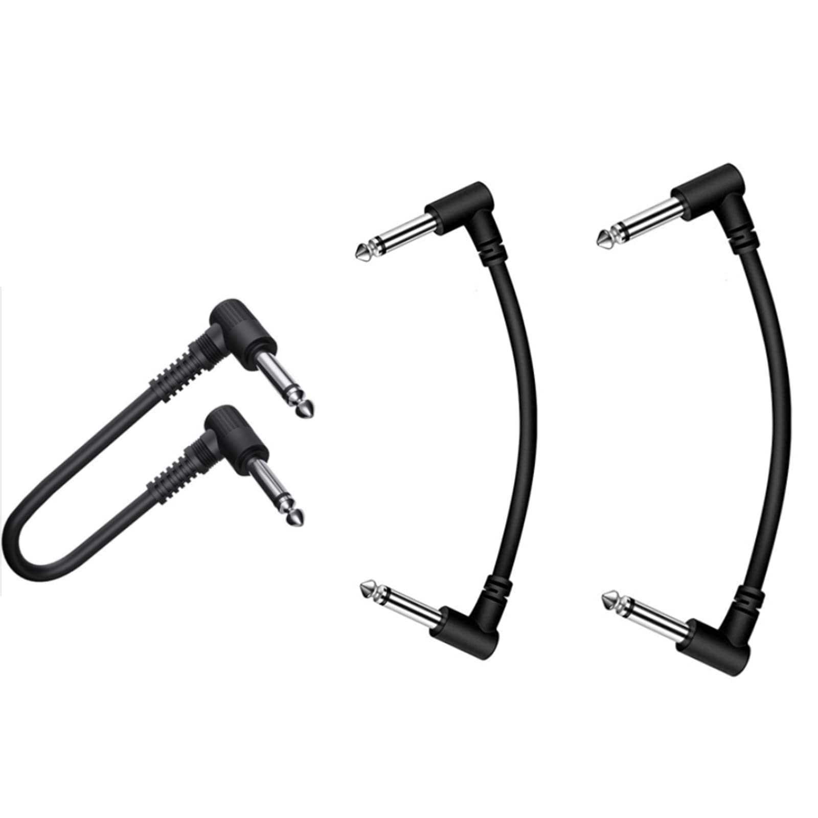 Cheerock 3Pcs Guitar Patch Cables, 6 Inch Guitar Patch Cable, 1/4" TS Right Angle Guitar Effect Pedal Cables, Low Noise and High Fidelity