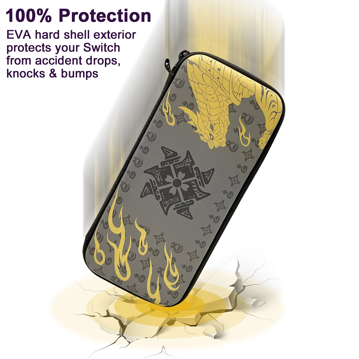 Carrying Case for Nintendo Switch - Monster Hunter Rise MHR Edition, Ultra Slim Hard Shell Compatible with Game Cards & Accessories, Protective Carry Case for Travel with Hand Strap