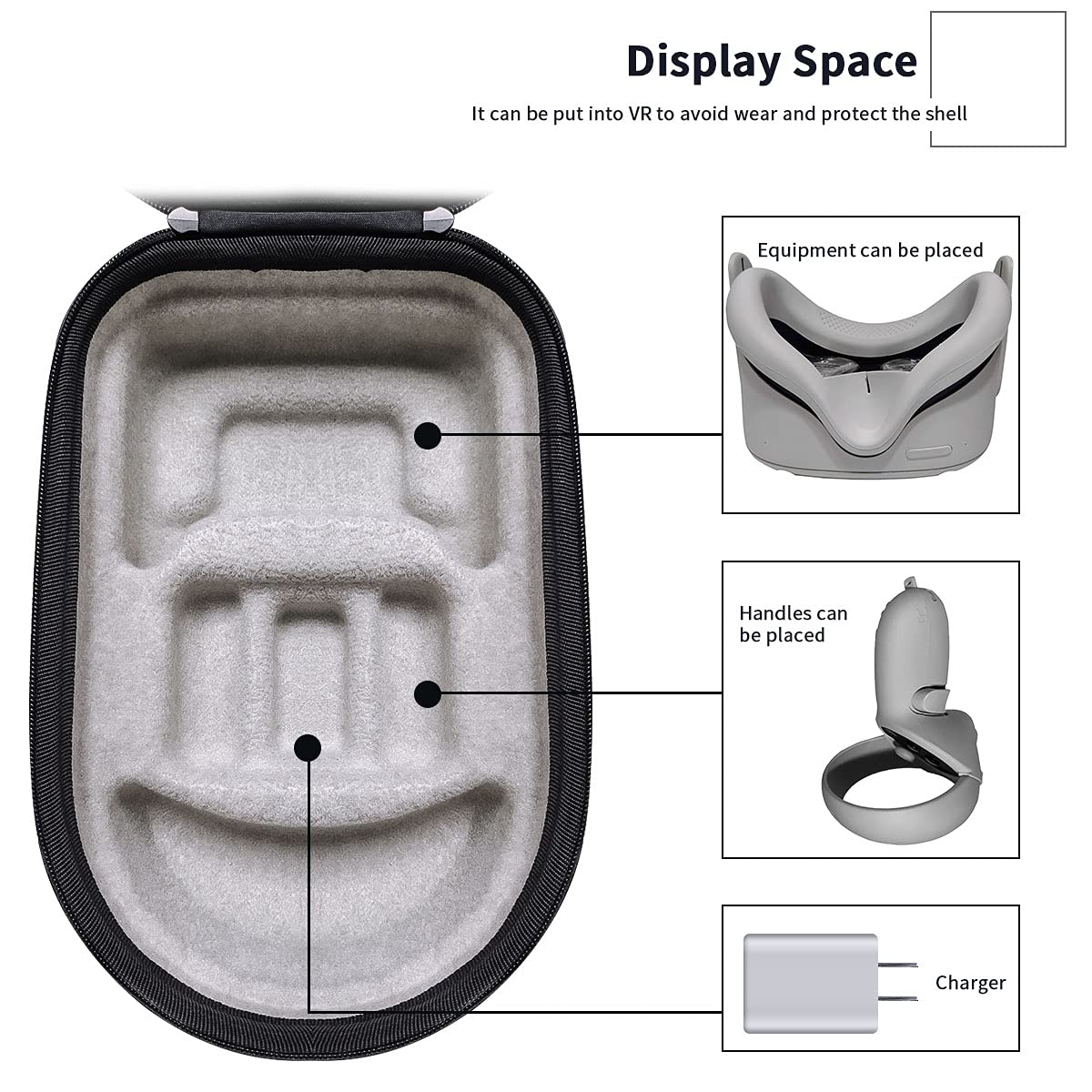 Carrying Case for Quest 2, Hard Protective Cover Storage Bag Carrying Case for VR Headset Suitable for Travel and Home Storage