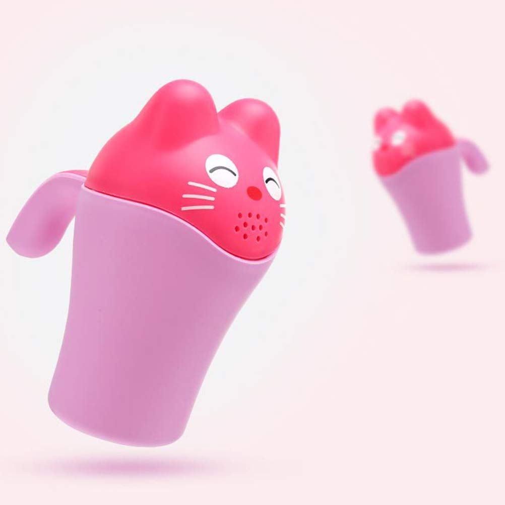 Cabilock Fashion Creative Baby Shower Water Cup Adorable Shower Shampoo Cup Bath Wash Cups Shampoo Rinser with Handle (Pink)