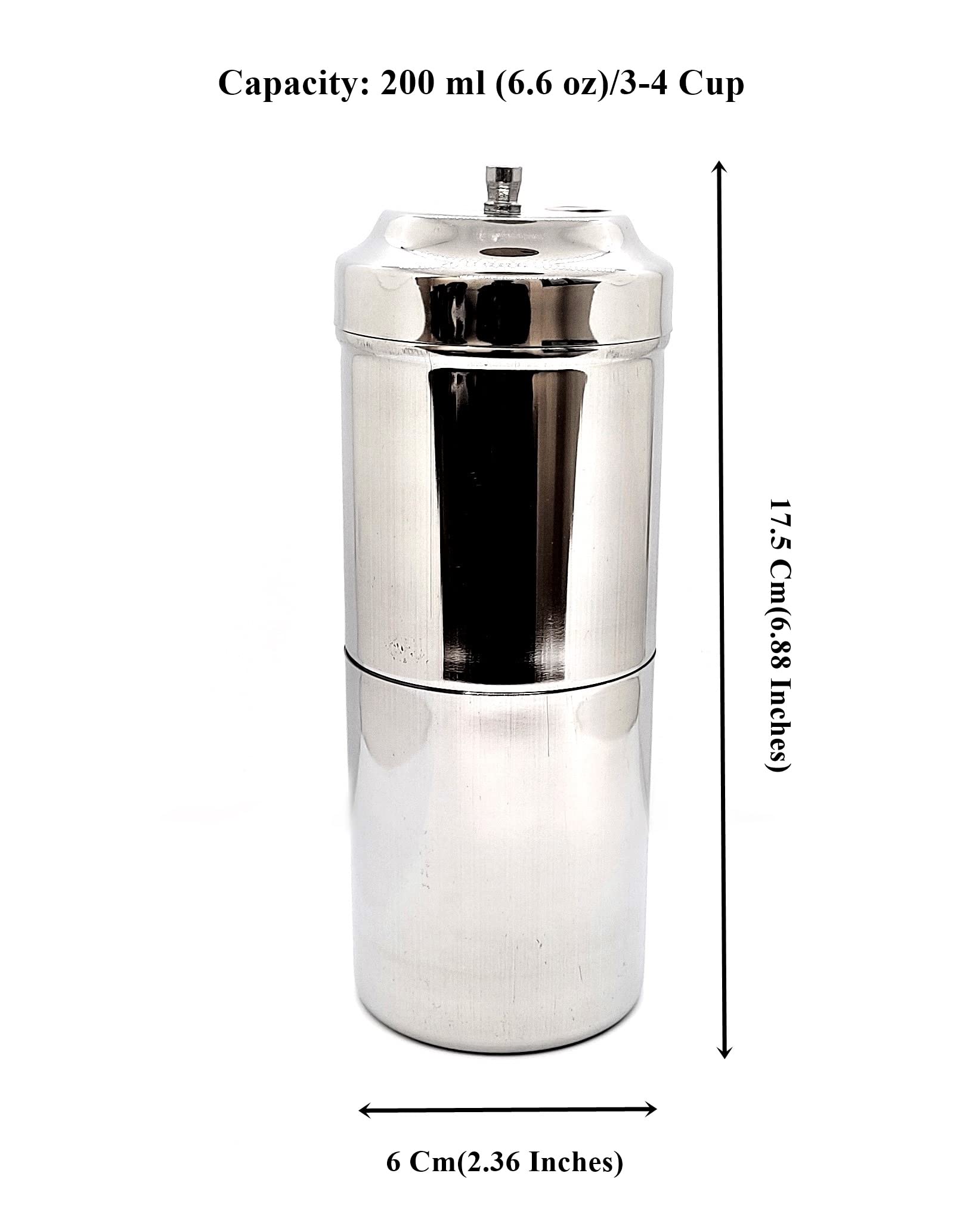 KERAM south indian drip coffee maker 4/5 cup 10.14 Oz(300 ml) permanent/reusable phin filter small/mini-metal SS 304 for camping manual dripper makers