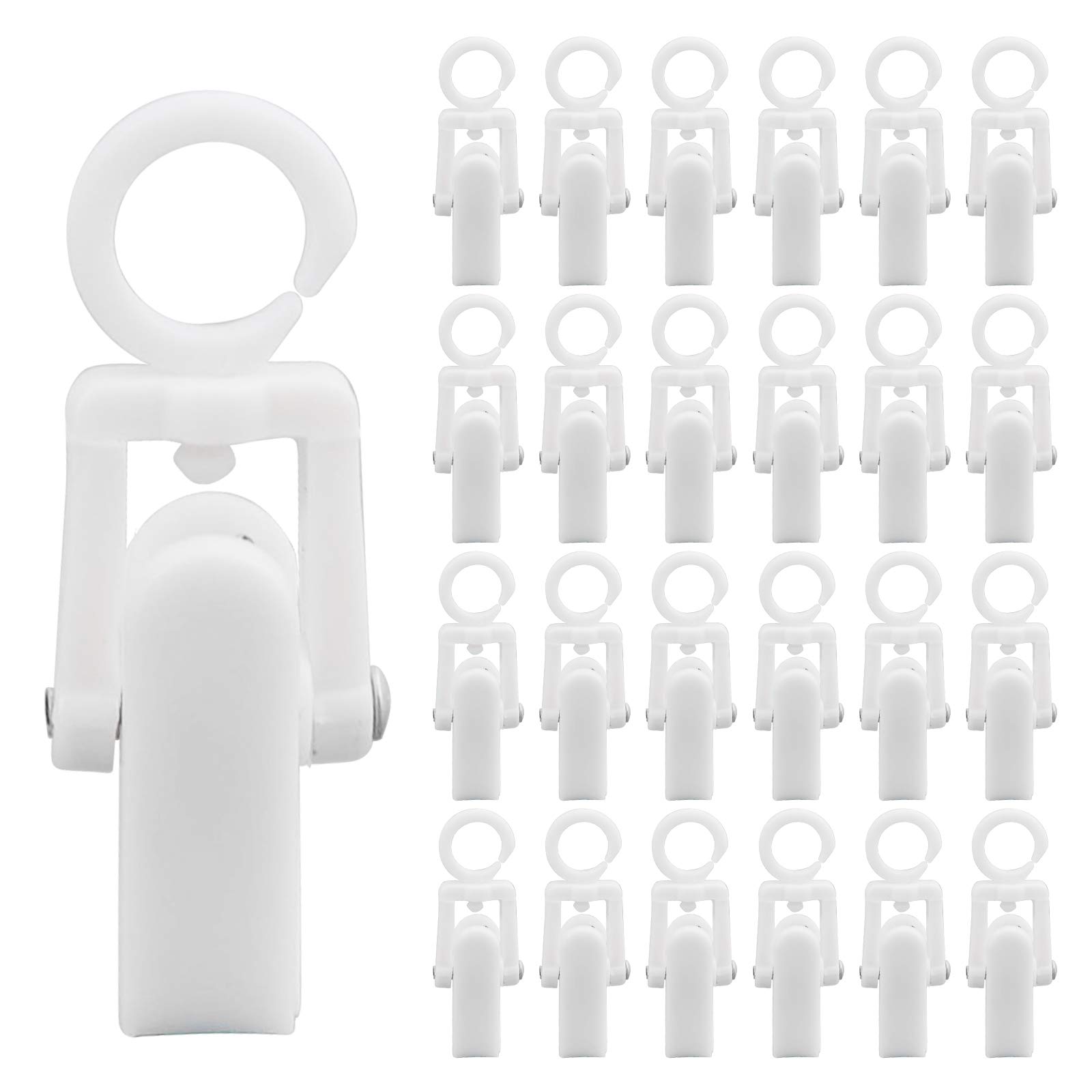 INCREWAY Laundry Hooks Clip, 40pcs 1.9" White Durable Plastic Curtain Hooks Swivel Hanging Hooks for Hanging Towel Clothes Photos(White)