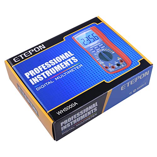 ETEPON Digital Multimeter True RMS Auto Raging Voltage Tester, Measures, Voltage, Current, Resistance, Continuity, Frequency, Capacitance, Temperature, Test Diodes,Transistors(6000 Counts Multimeter)