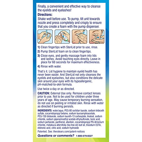 TheraTears Sterilid Eyelid Cleanser, Lid Scrub for Eyes and Eyelashes, Contains Tea Tree Oil, 48 mL, 1.62 Fl oz Foam Pump