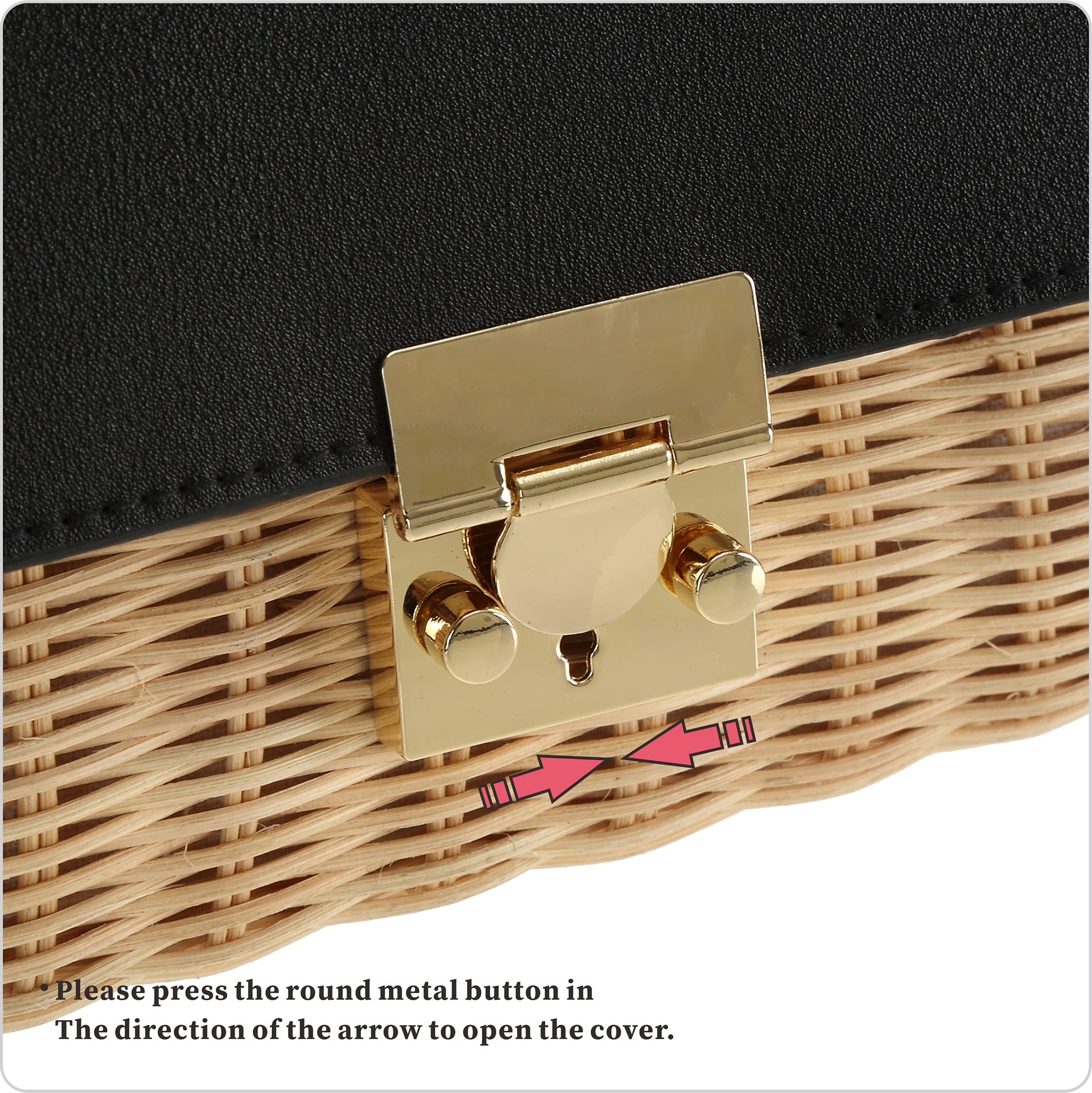 So'each Women's Handbag Wicker Square Rattan Bamboo Bag Woven Crossbody Bag Black