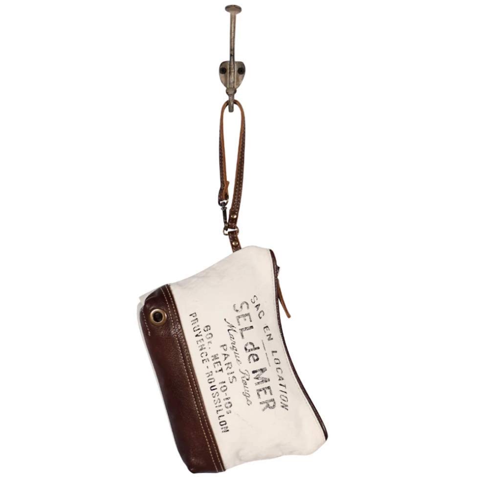 Myra Bags Spunky Canvas & leather Pouch Wristlet S-1960